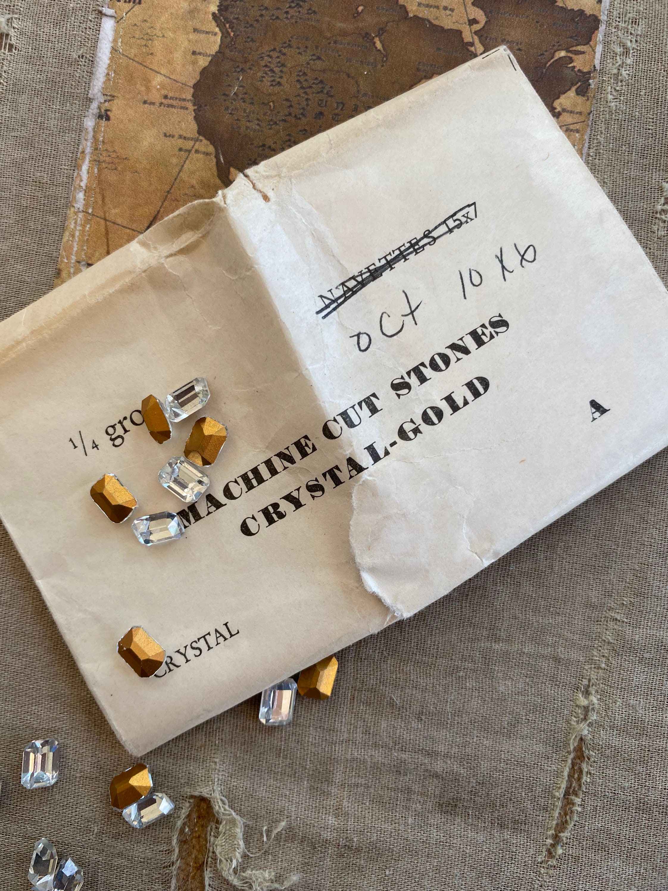 5 Vintage Gold Foil Back 10 X 6mm Crystal Emerald Octagon Cut - Etsy