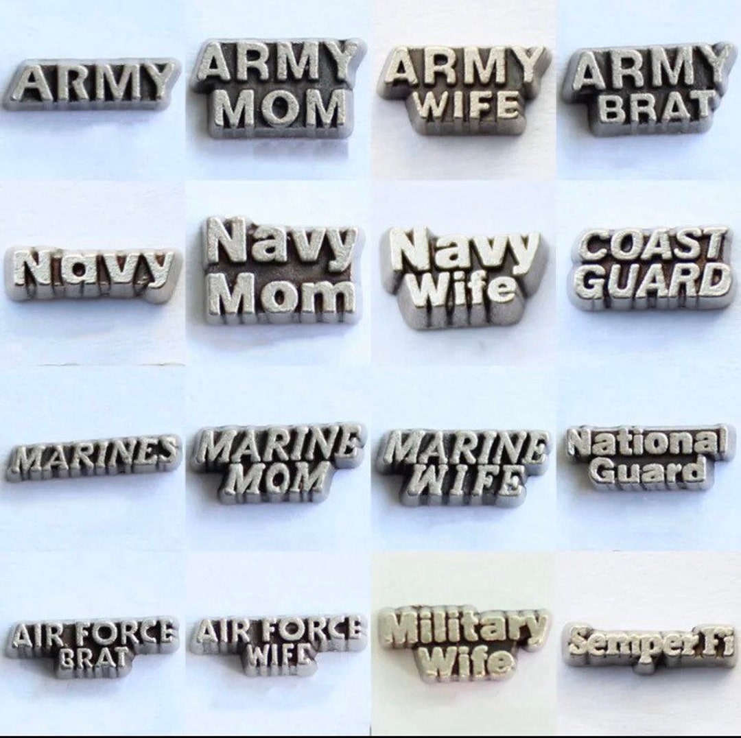 Army Navy USMC Marines Coast Guard National Guard Floating Charms, Fit ...
