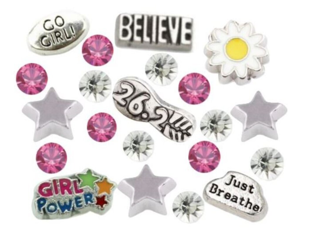 Run Floating Charm Set, Marathon Running Shoe Go Girl Just Breathe Girl ...
