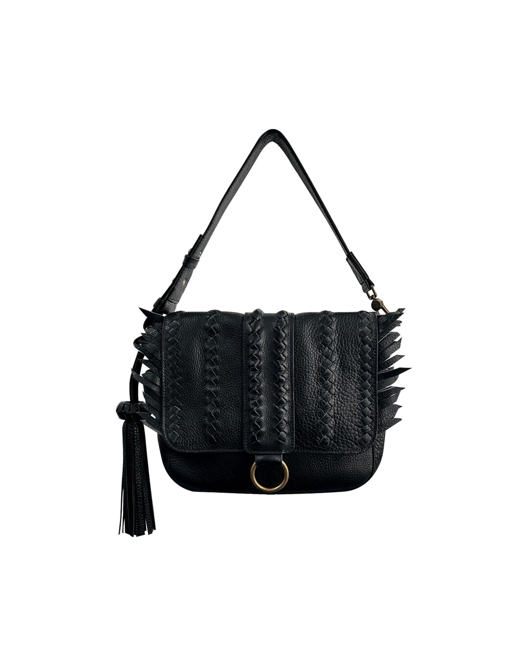 SENECA Black Shoulder Bag in Buttery Soft Leather - Bohemian Style - Etsy