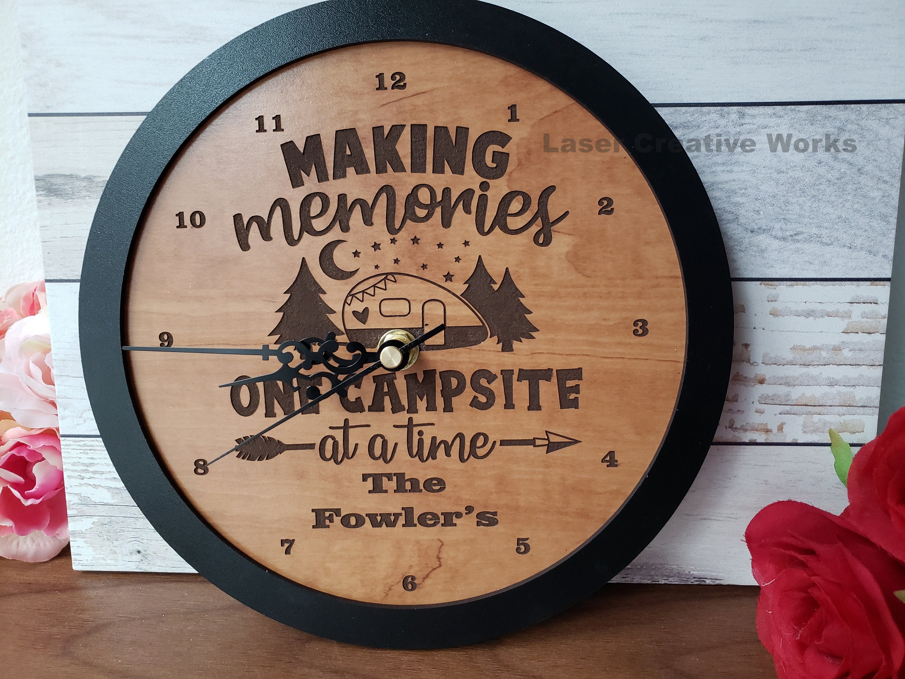 Camping Clock 8 DESIGN Choices 3 Clock Sizes Laser Engraved | Etsy