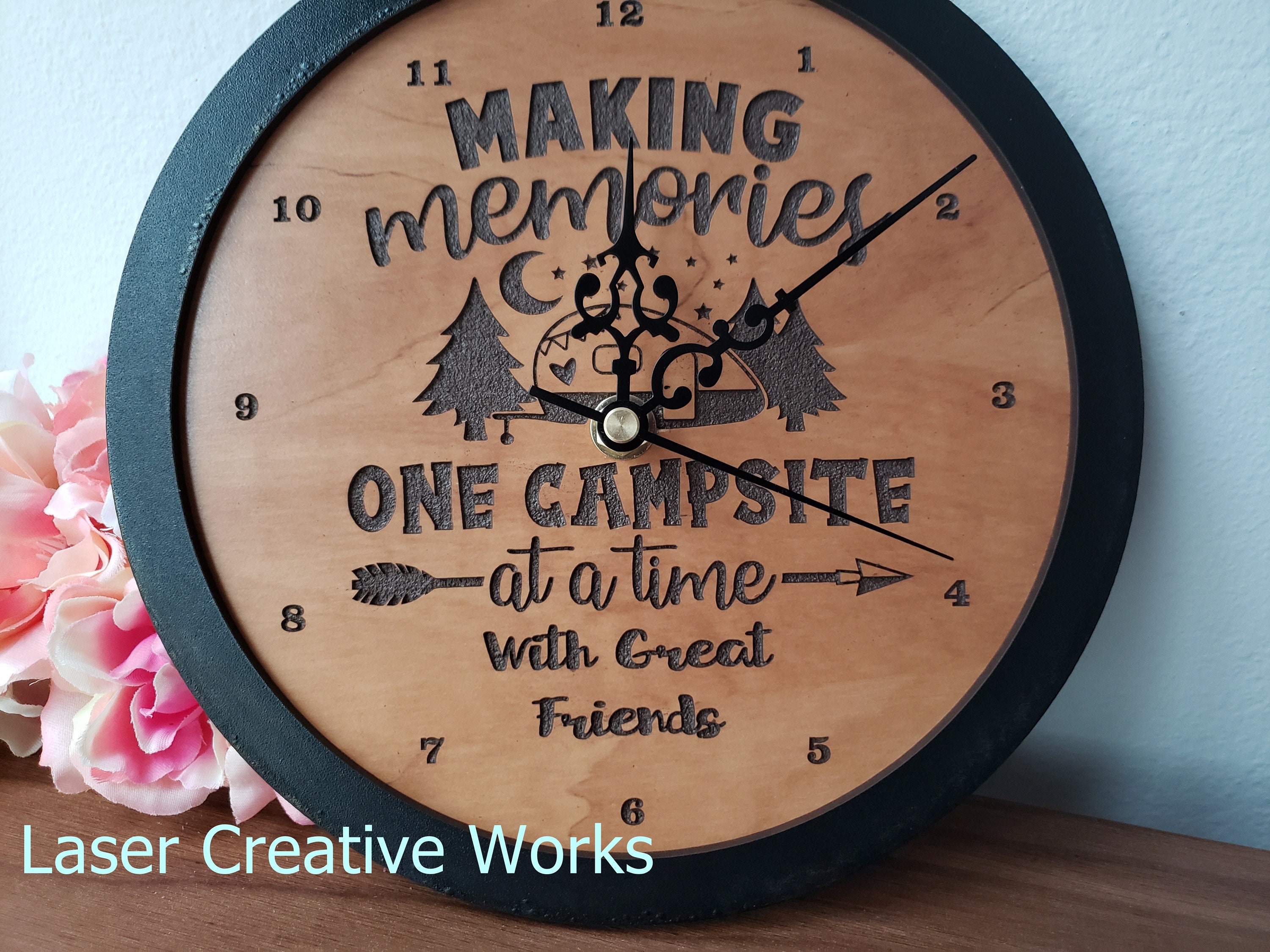Camping Clock 8 DESIGN Choices 3 Clock Sizes Laser Engraved | Etsy