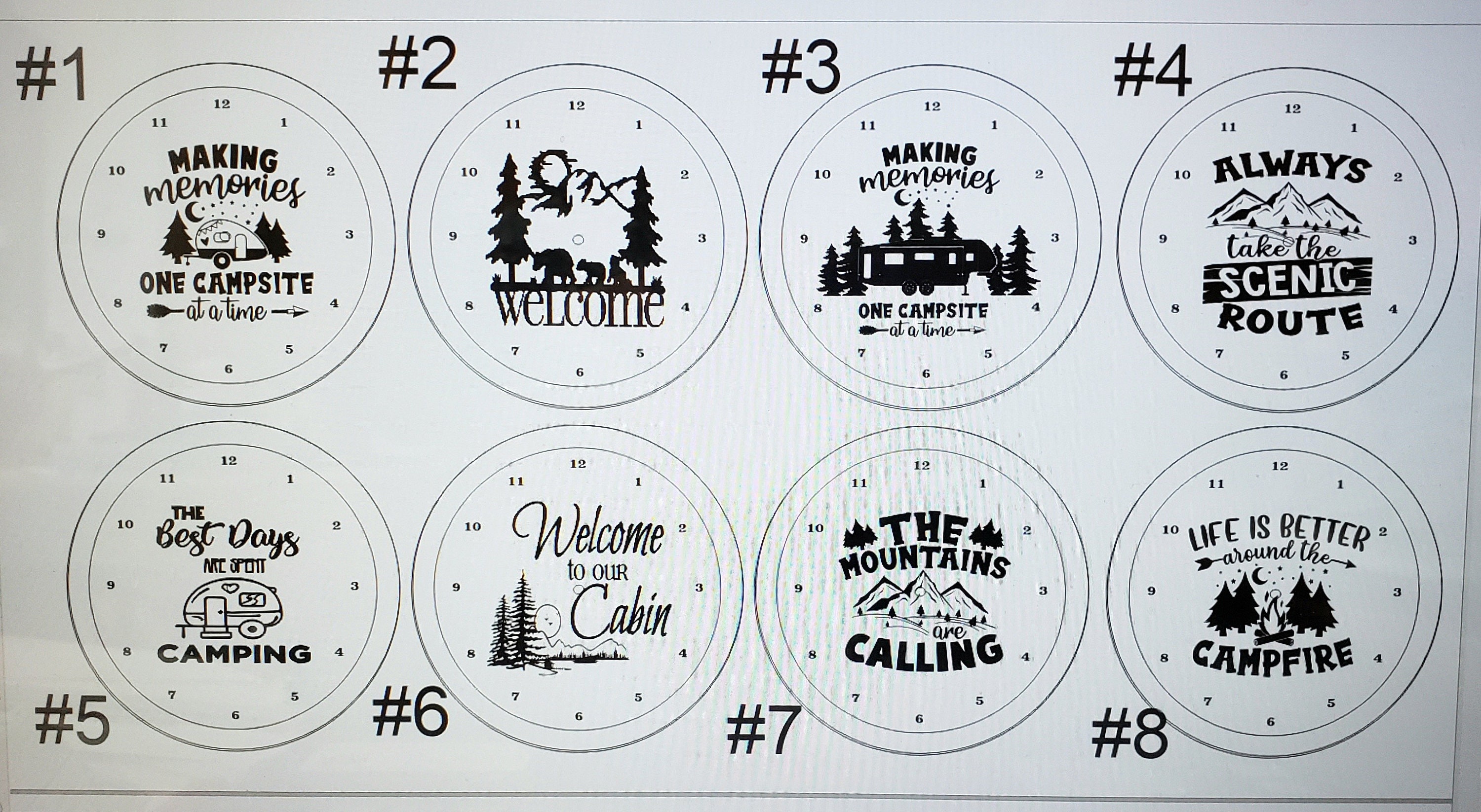 Camping Clock 8 DESIGN Choices 3 Clock Sizes Laser Engraved | Etsy