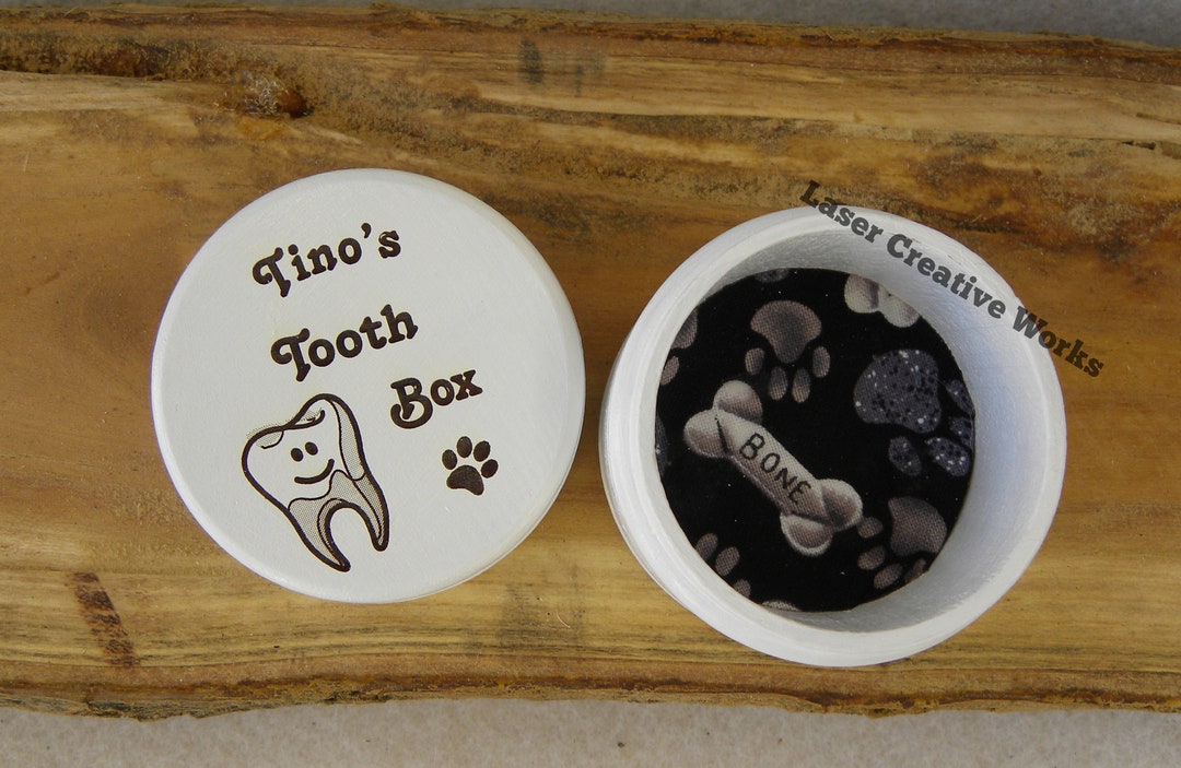 Dog Doggie Tooth Fairy Box Hand Painted White Wood Custom Personalized ...
