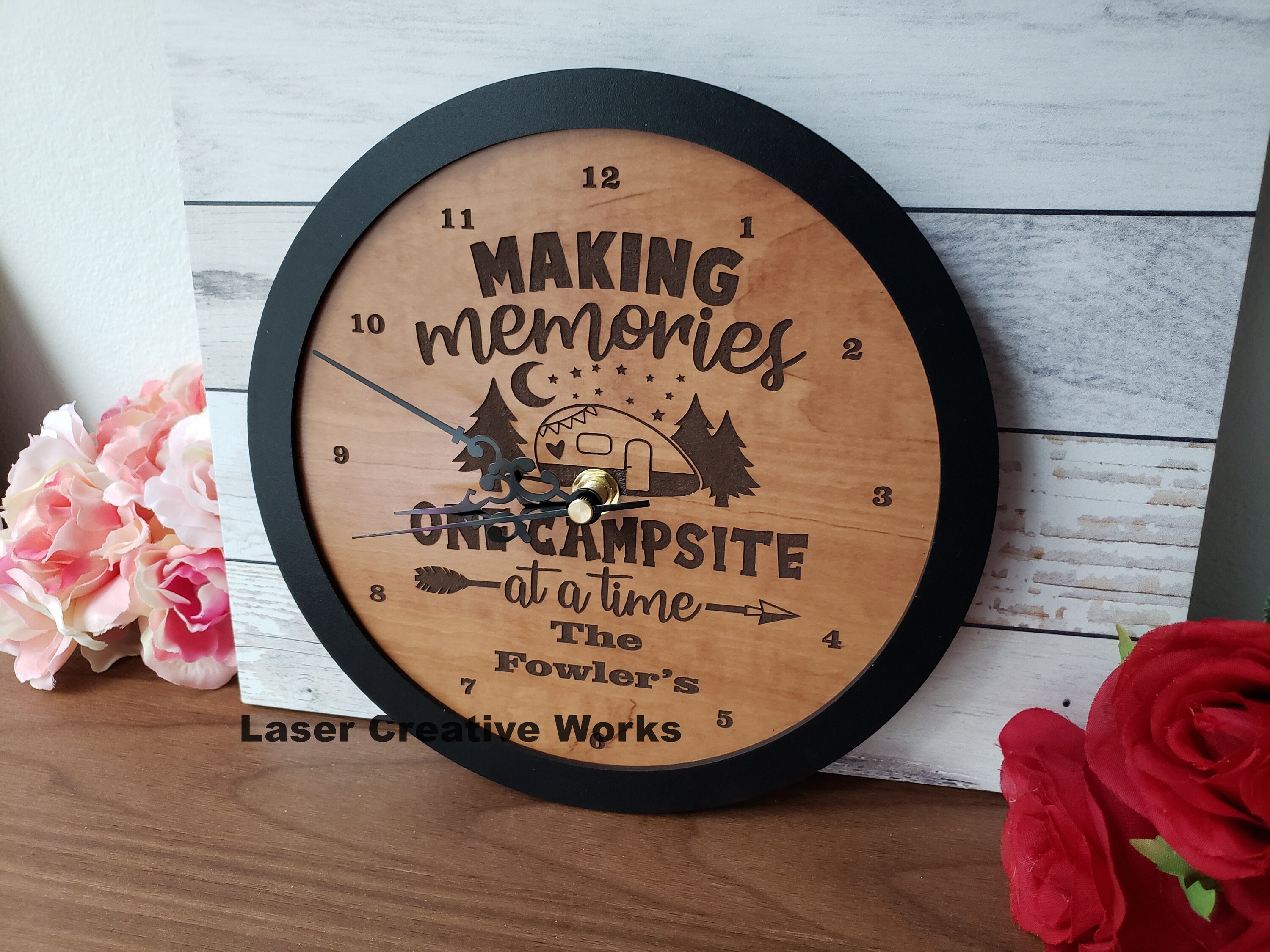 Camping Clock 8 DESIGN Choices 3 Clock Sizes Laser Engraved | Etsy