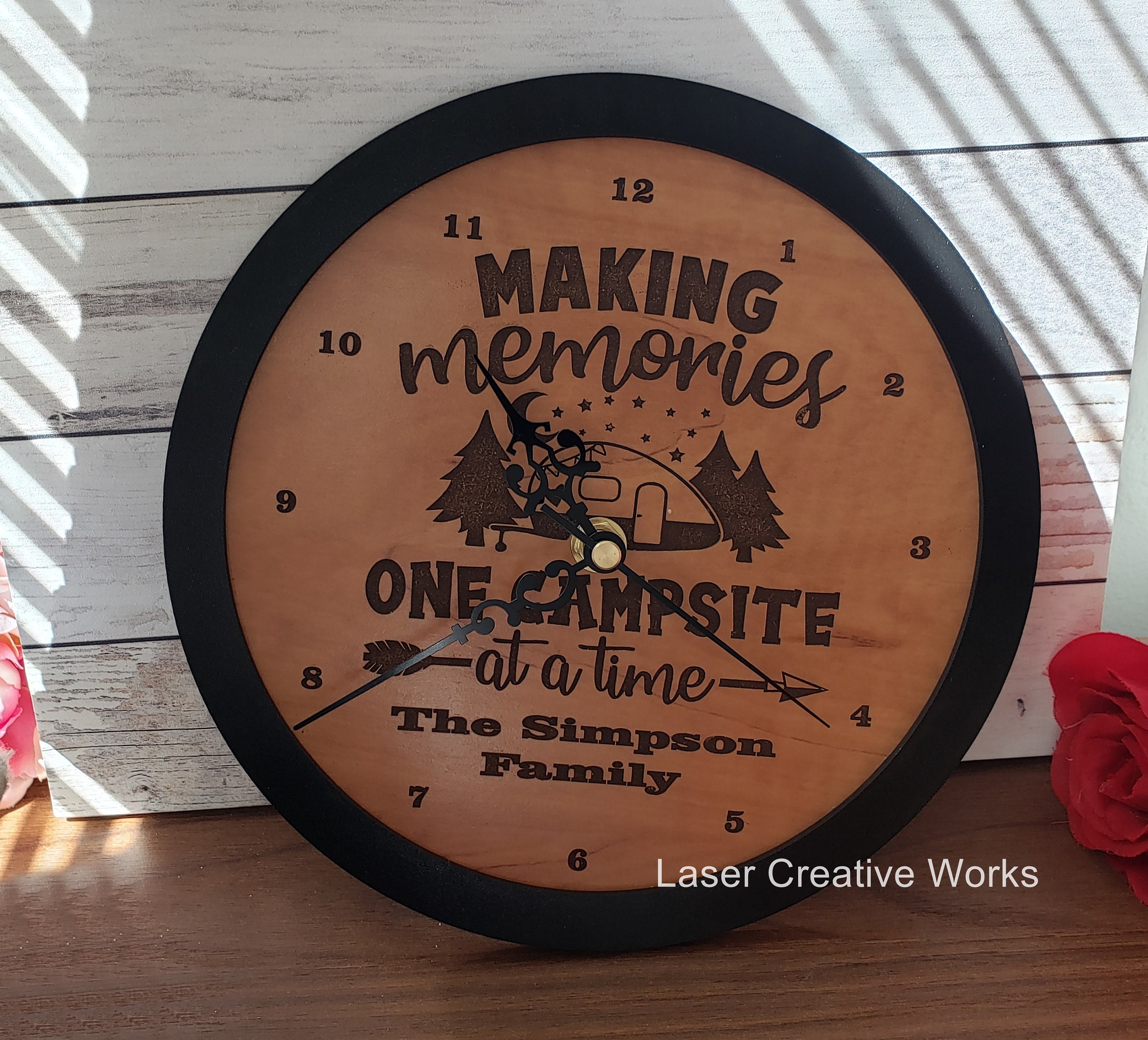 Camping Clock 8 DESIGN Choices 3 Clock Sizes Laser Engraved | Etsy