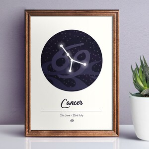 Cancer Print Star Sign Zodiac Printable Art Star Sign - Etsy