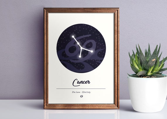 Cancer Print Star Sign Zodiac Printable Art Star Sign | Etsy