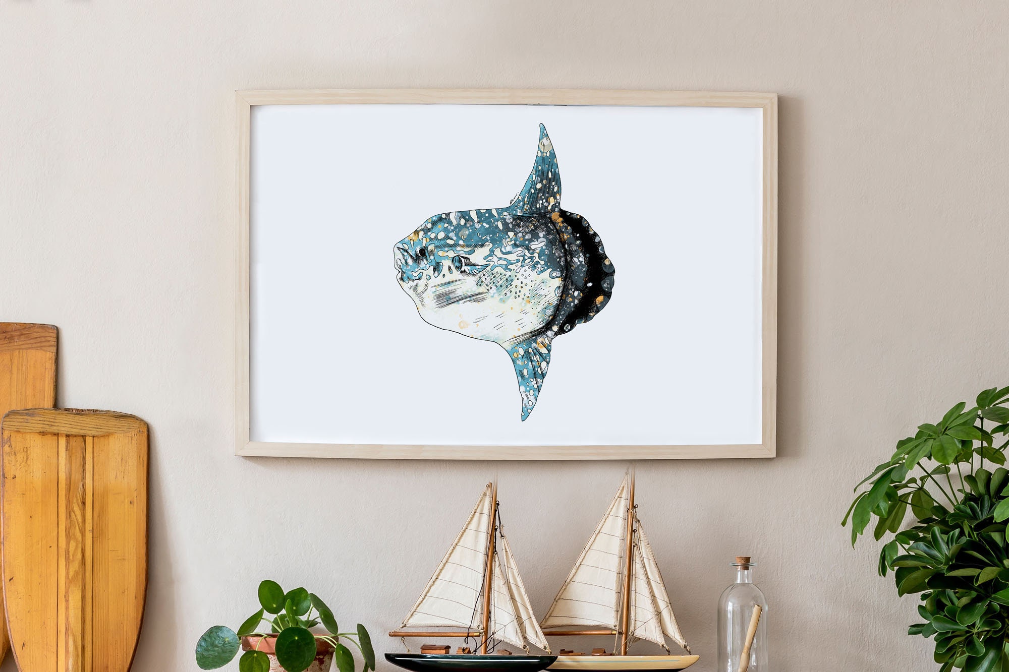 Sunfish Art Print Shark Print Pen and Ink Drawing Art | Etsy
