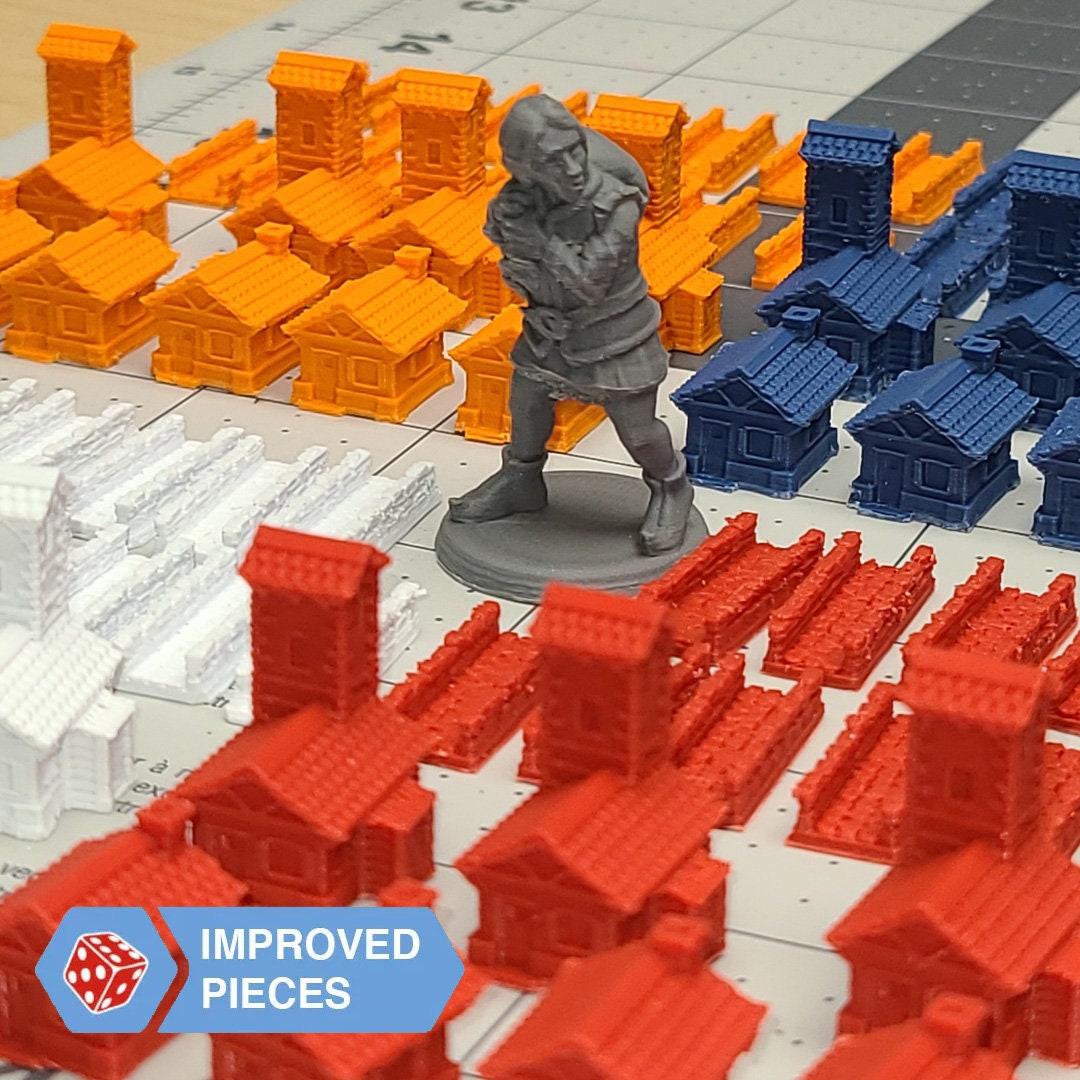 Settlers of Catan Pieces "4 PLAYER Set" and a Robber (replacement 3D ...