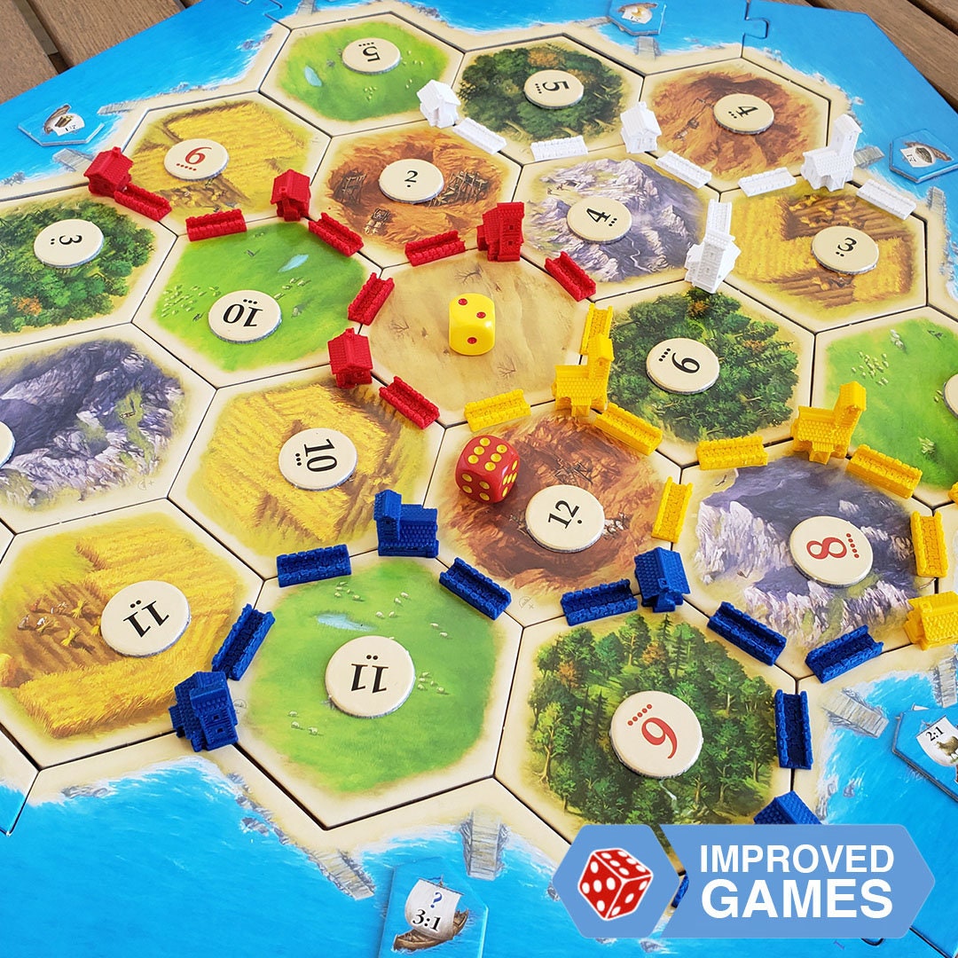 Settlers of Catan Pieces "4 PLAYER Set" and a Robber (replacement 3D ...