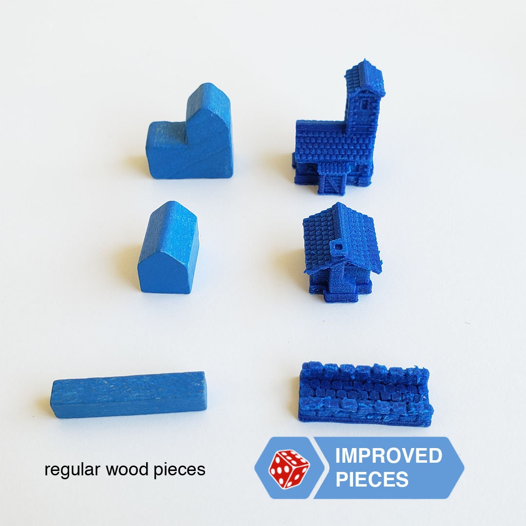 Settlers of Catan Pieces "4 PLAYER Set" and a Robber (replacement 3D ...