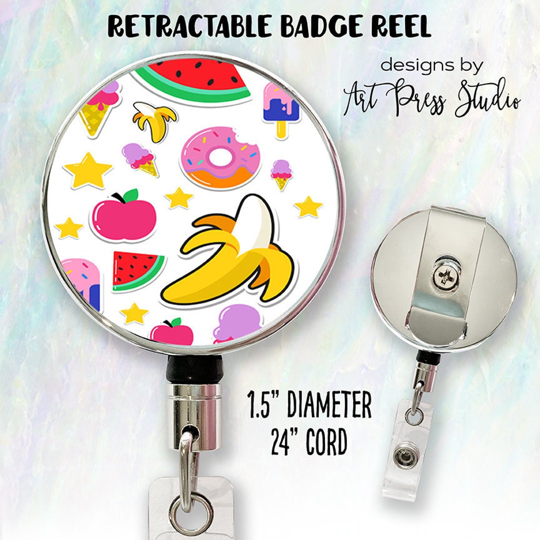 Retractable Badge ID Reel Fun Food Badge Reel Fruits Badge - Etsy