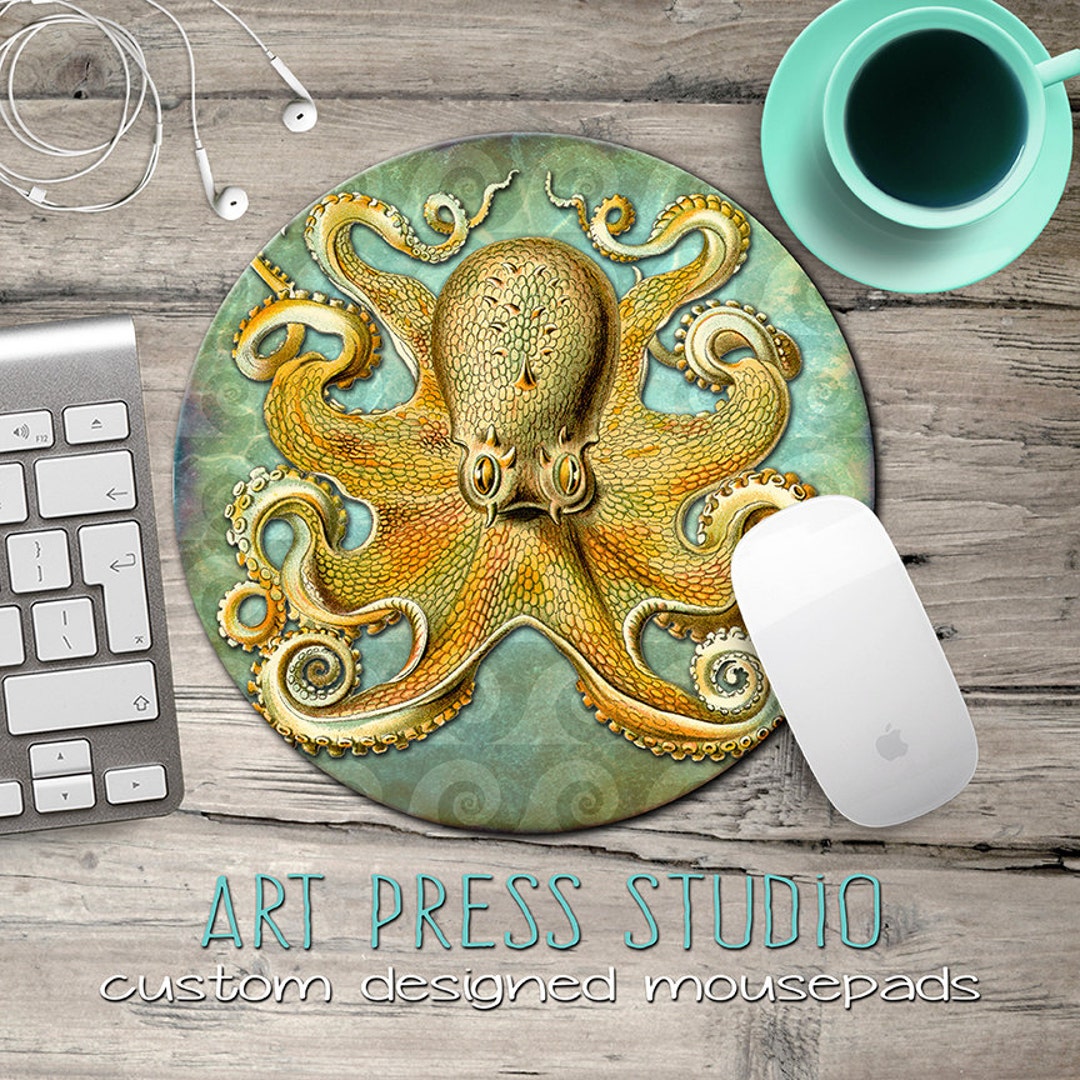 Octopus Mouse Pad Vintage Octopus Print Mousepad Steampunk - Etsy
