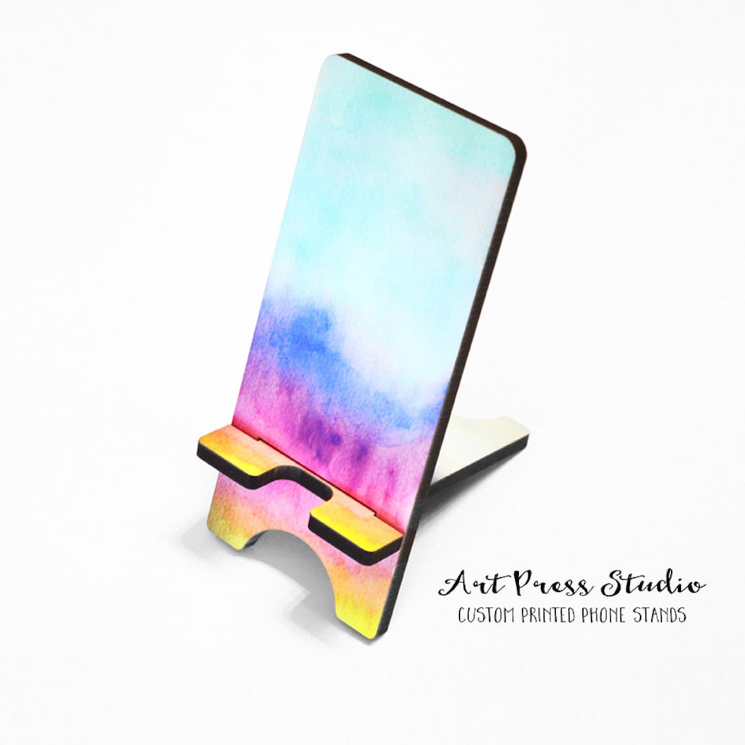 Rainbow Watercolor Ombre Cell Phone Charger Stand, Watercolor Wash ...