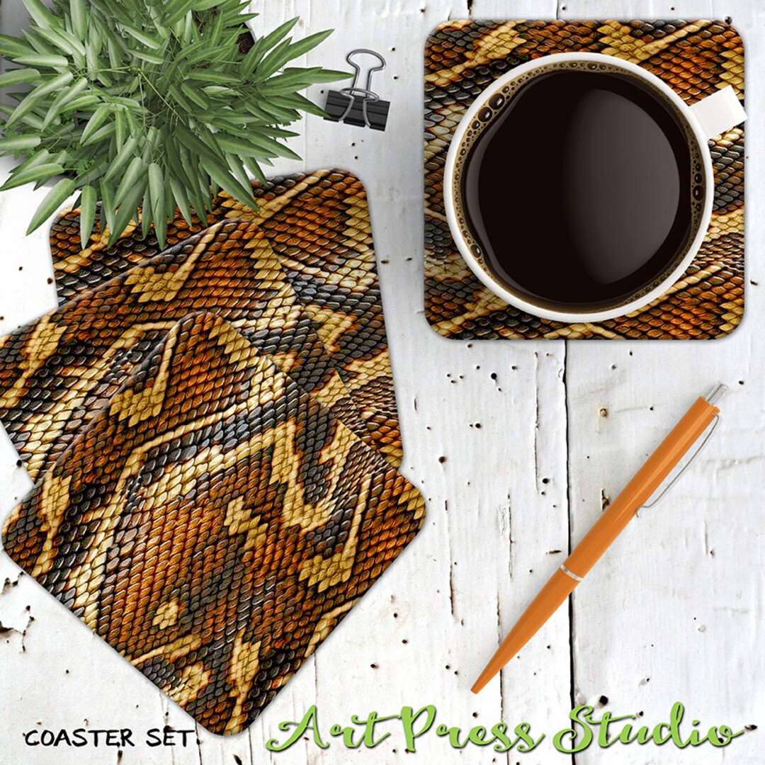 Snakeskin Coaster Set Snake Coasters Natural Texture - Etsy