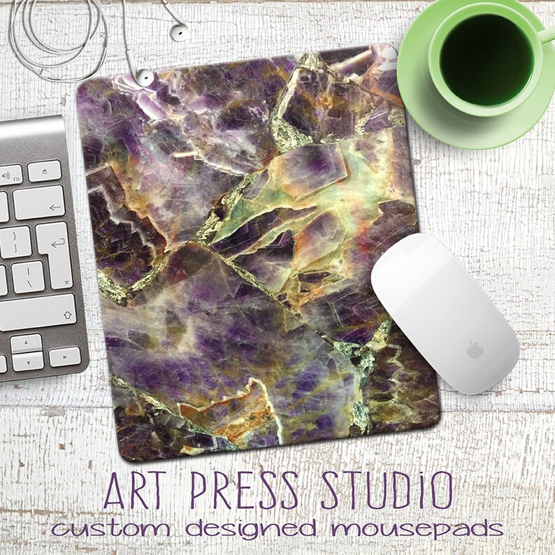 Purple Marble Mouse Pad Purple and Green Stone Mousepad - Etsy