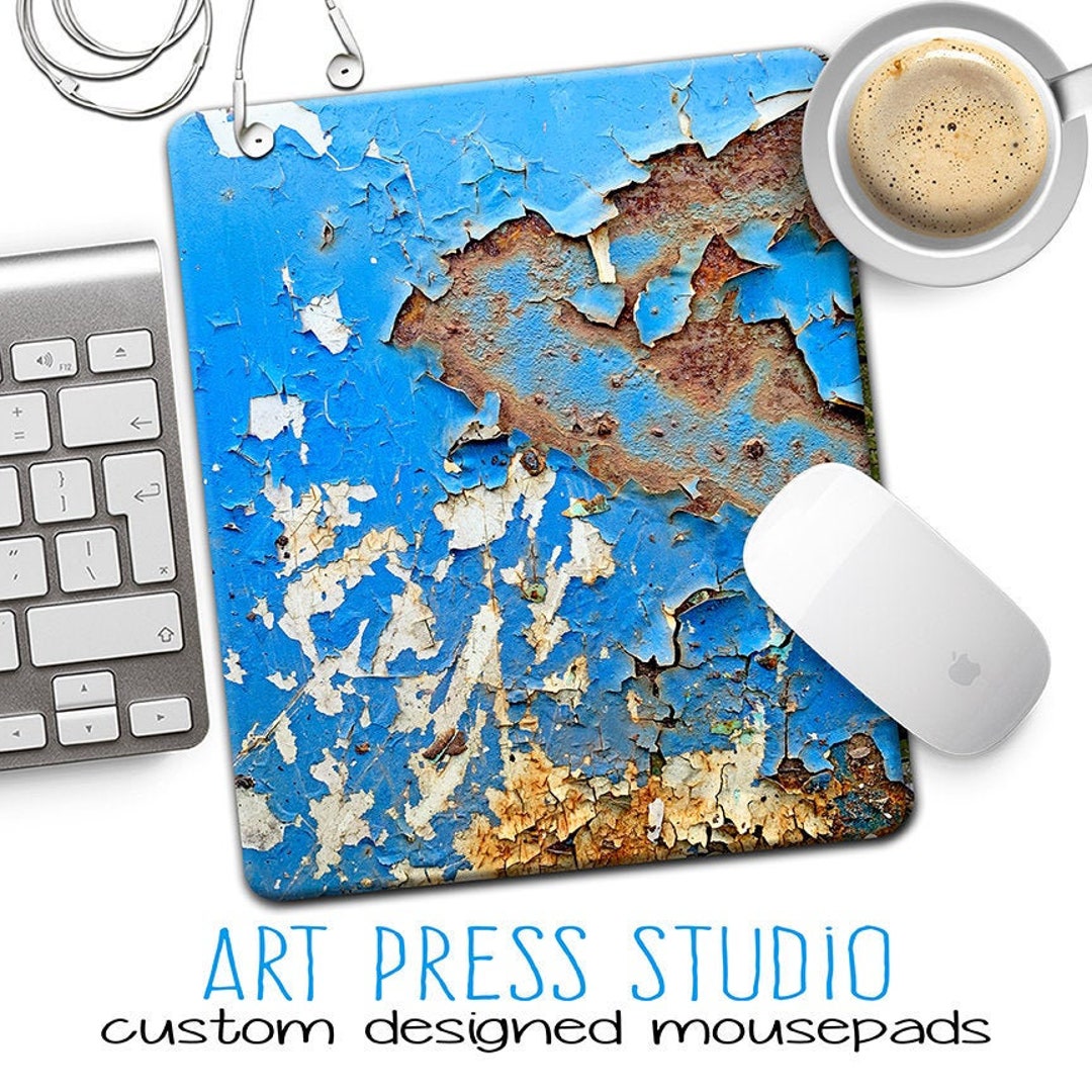 Rusted Metal Mouse Pad, Rusty Blue Metal Mousepad, Grunge Mouse Pad ...