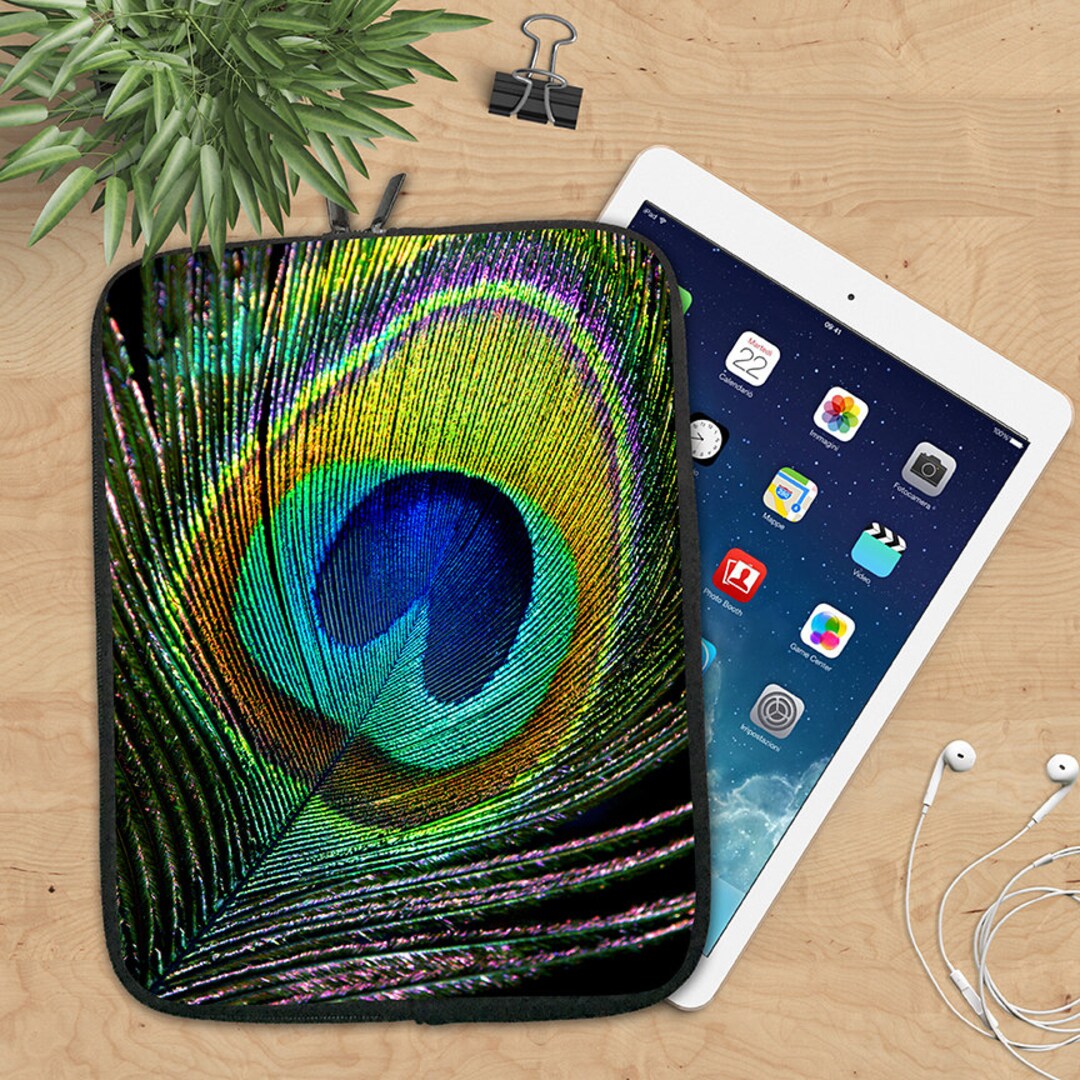 Peacock Feather Ipad Sleeve Feather Neoprene Tablet Sleeve - Etsy