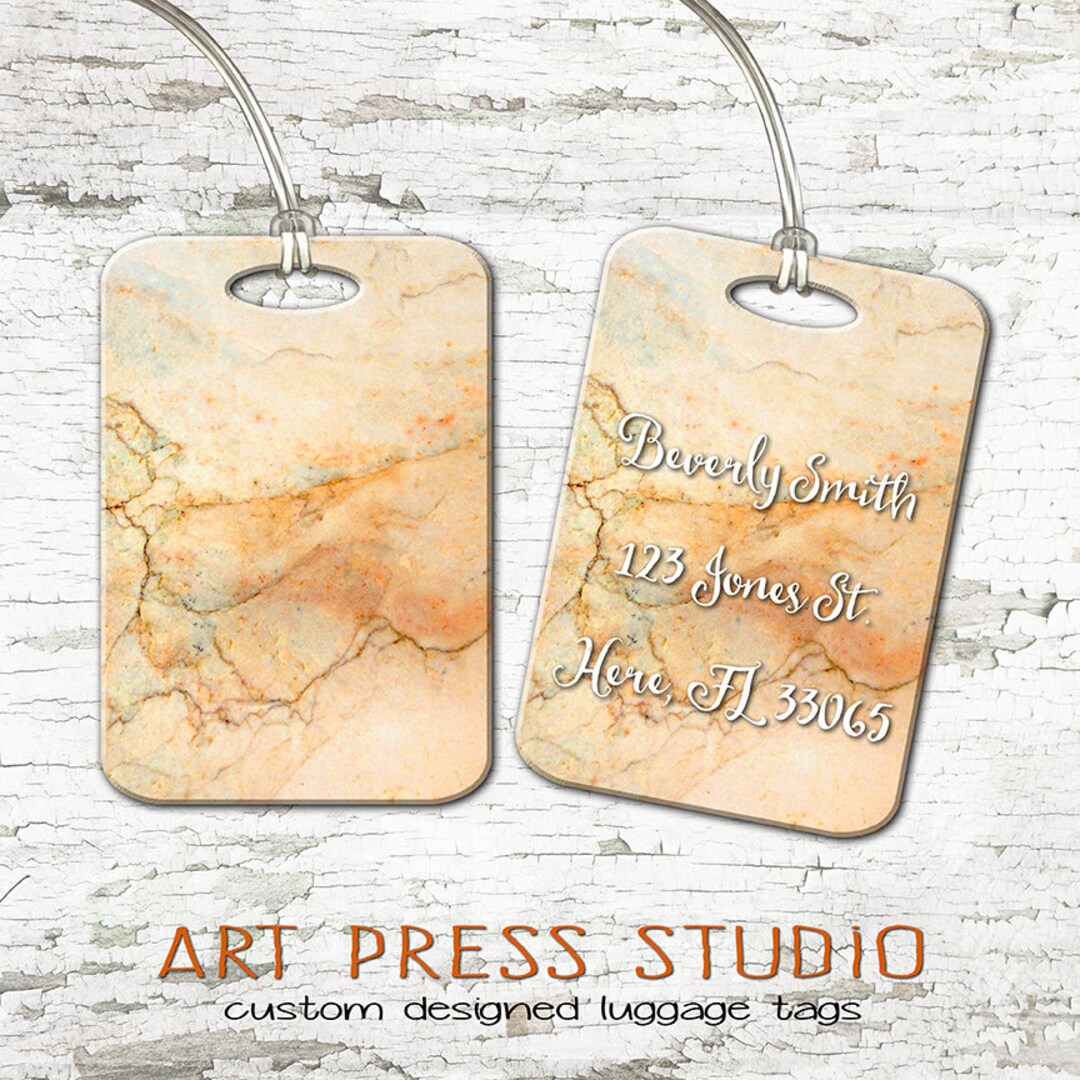 Marble Luggage Tag, Stone Luggage Tag, Initial Monogram Luggage Tag ...