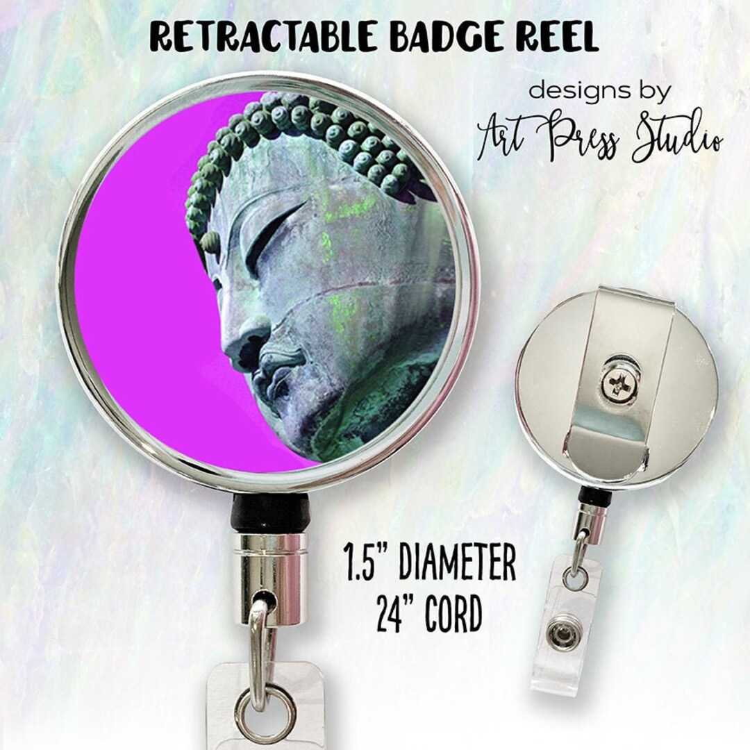 Retractable Badge ID Reel Buddha Badge Reel Meditation Badge - Etsy
