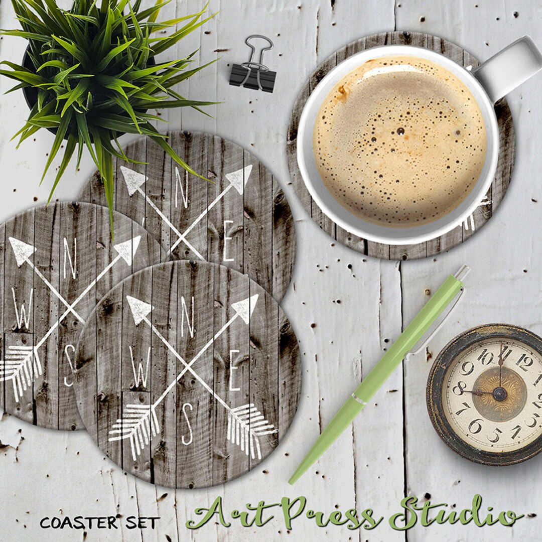 Arrow Coasters Arrow Compass Coaster Chalk Arrows Coasters - Etsy