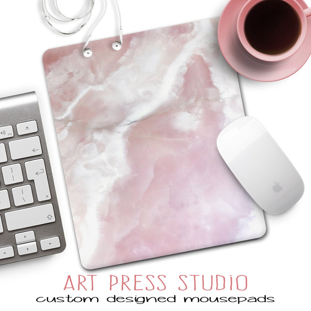 Pink Marble Mouse Pad Pink Marbled Stone Mousepad Marble - Etsy