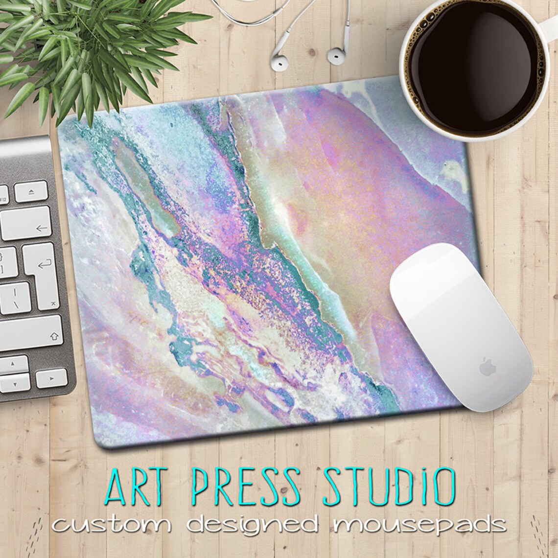 Pink Stone Marble Mouse Pad Pastel Marble Stone Mousepad | Etsy