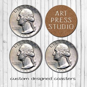 Coin Coasters Birthday Coasters Quarter Coasters Custom - Etsy