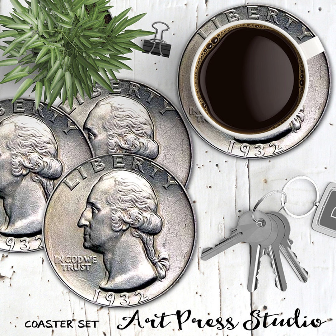 Coin Coasters Birthday Coasters Quarter Coasters Custom - Etsy