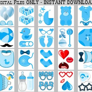 Boy Baby Shower Photo Booth Props. Blue Baby Shower Boy. 68 Photobooth ...