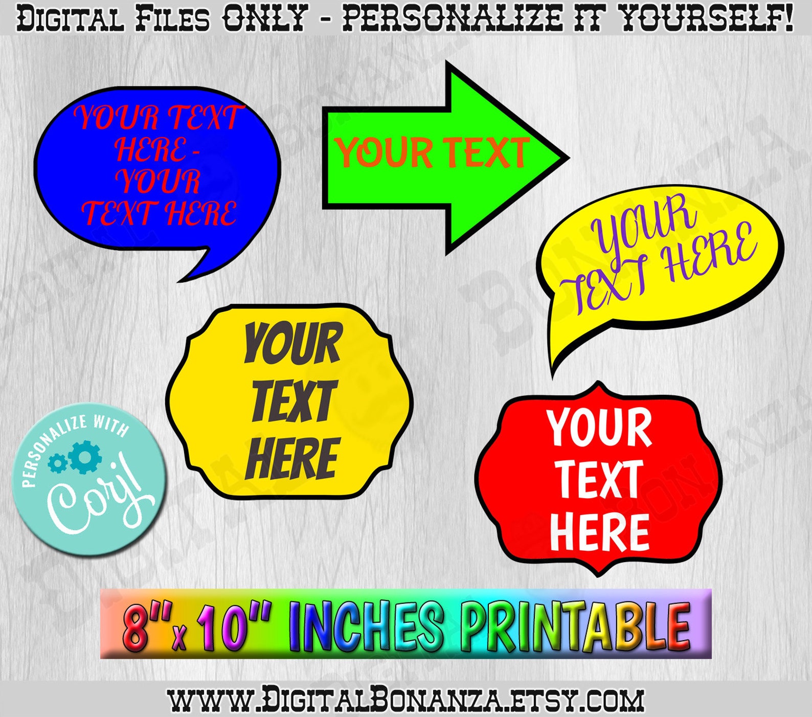 Editable Photo Booth Props Add Your Text. Any Color Text and | Etsy