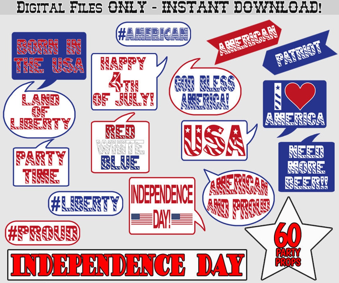 Independence Day Photo Booth Props, 4th of July Props, Party Decoration ...