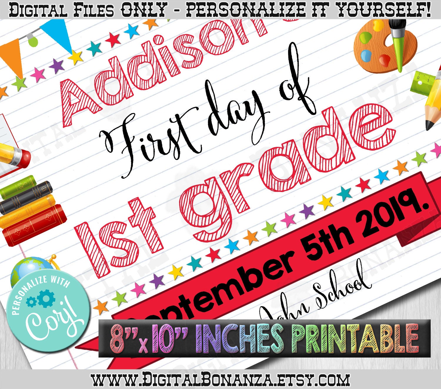 First Day of School Sign Custom Name Notepad Back to School - Etsy