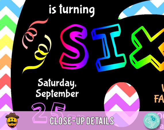 Rainbow Chevron Birthday Invitation