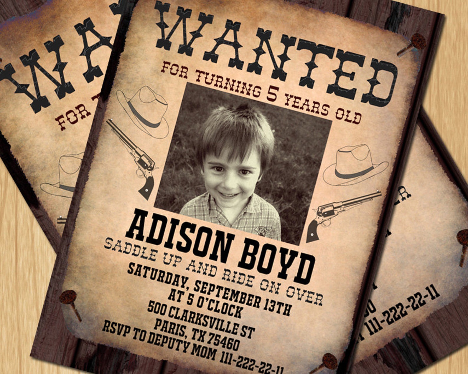 Cowboy Birthday Invitation Wanted Poster Old Wild West Birthday Party ...
