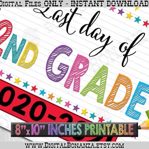 Last Day of Second Grade Sign Instant Download Last Day of | Etsy
