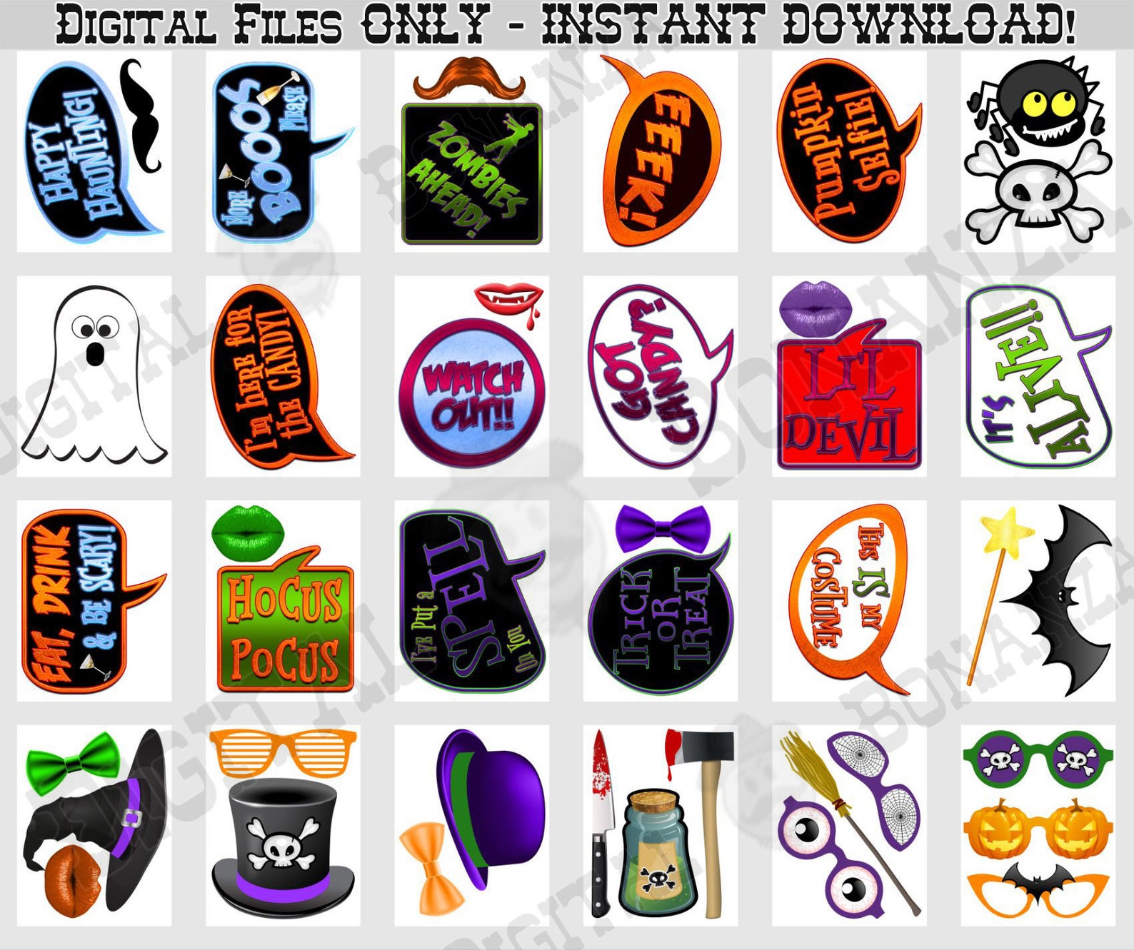 Halloween Photo Booth Props Halloween Party Printable - Etsy