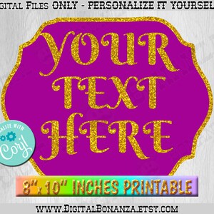 Editable Photo Booth Props Add Your Text. Gold Glitter and Any Color ...