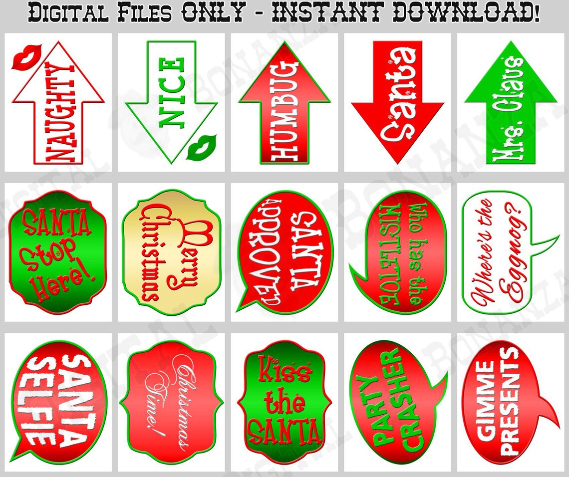 Christmas Party Printable Photo Booth Props and Christmas Decoration ...