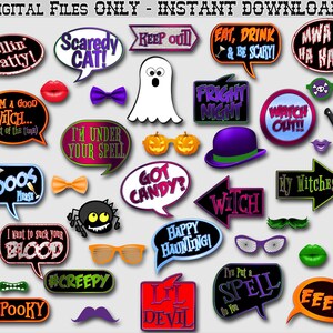 Halloween Photo Booth Props, Halloween Party Printable, Halloween Home ...
