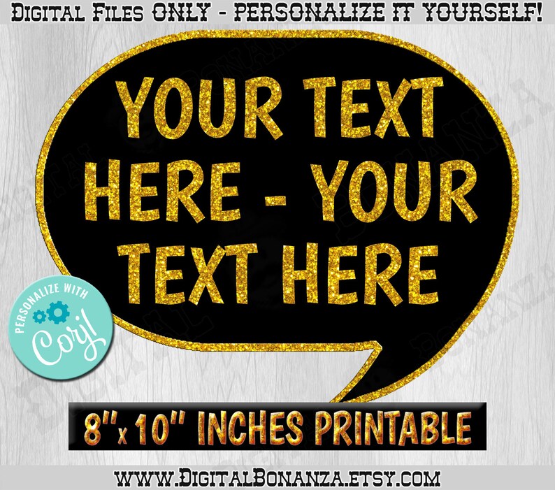 Editable Photo Booth Props, Custom Speech Bubbles (digital File) - Etsy
