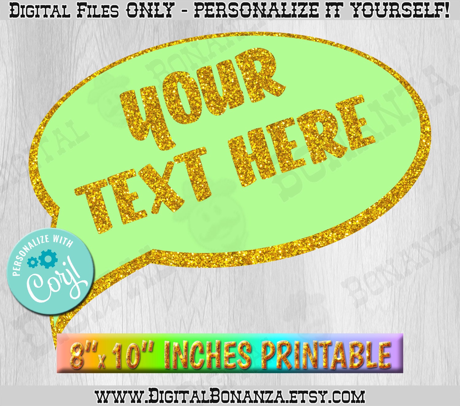 Editable Photo Booth Props Add Your Text. Gold Glitter and Any - Etsy