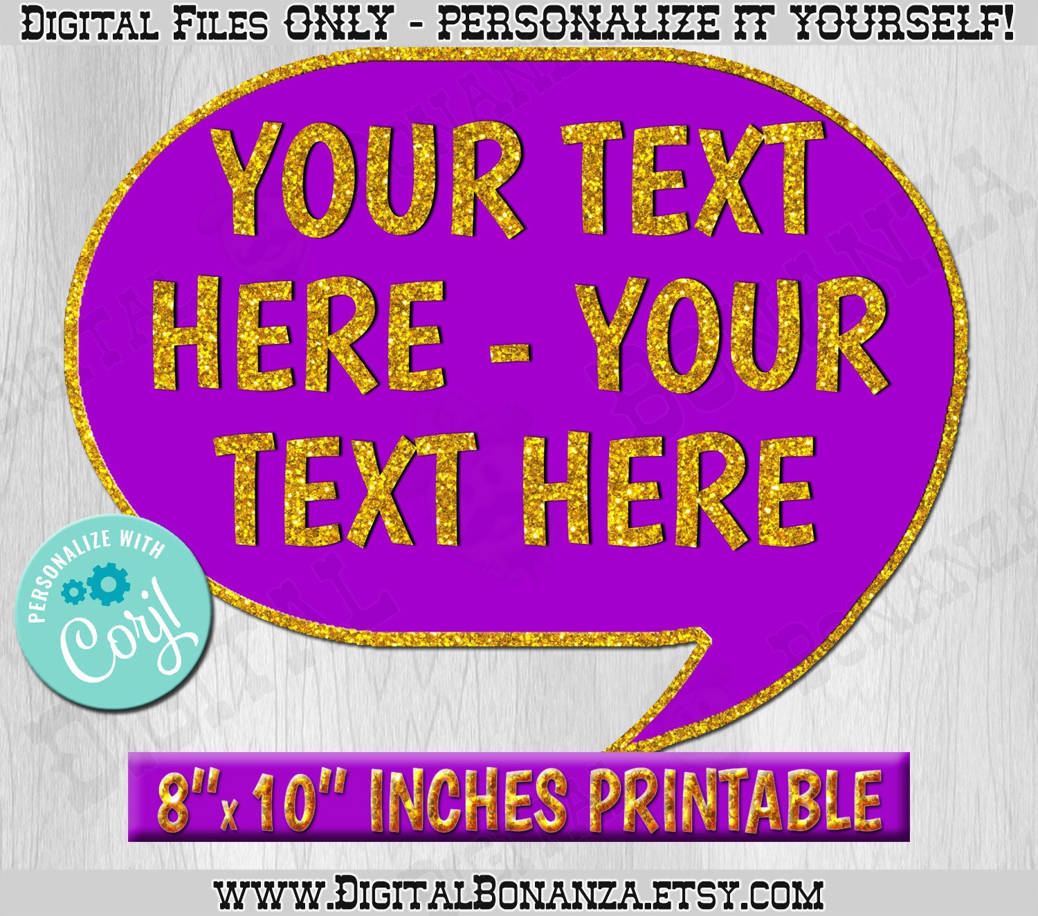 Editable Photo Booth Props Add Your Text Custom Speech Bubble | Etsy
