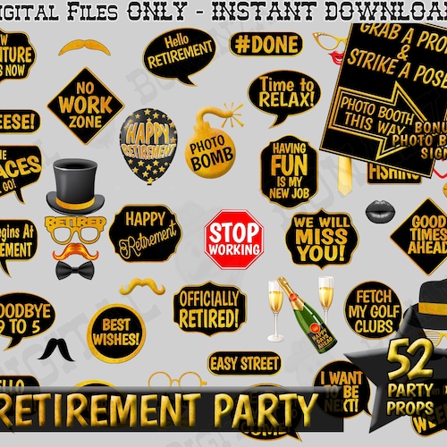 Printable Retirement Party Photo Booth Props Retirement - Etsy