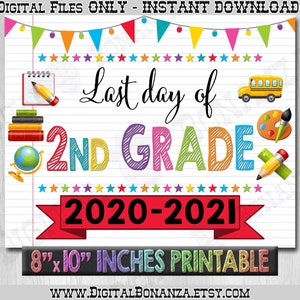 Last Day of Second Grade Sign Instant Download Last Day of | Etsy