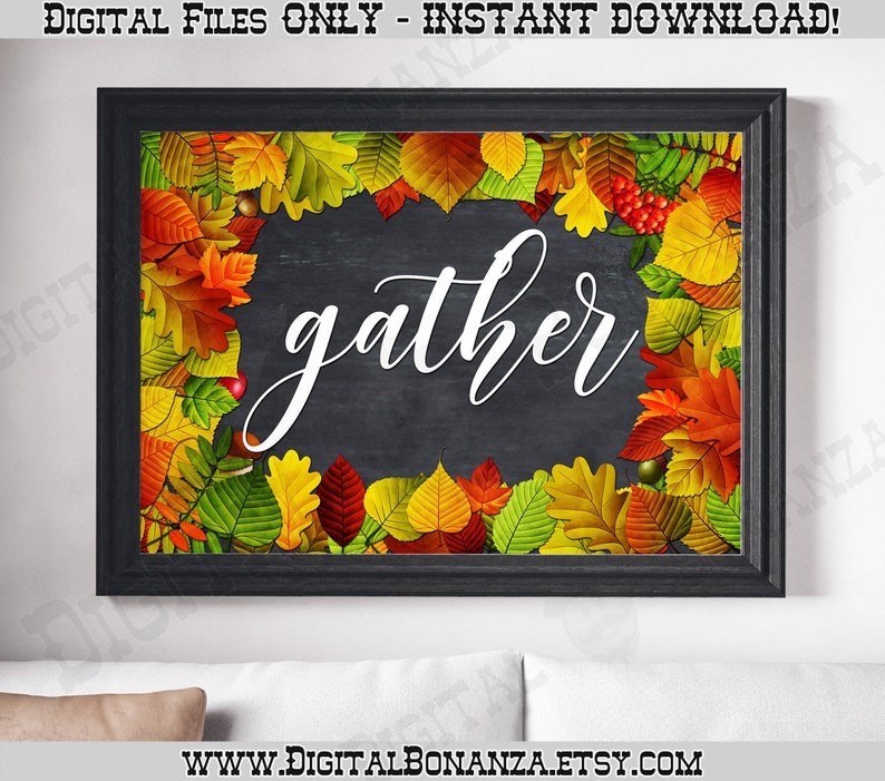 Rustic Fall 'gather' Printable, Autumn Leaf Decor (digital Download) - Etsy