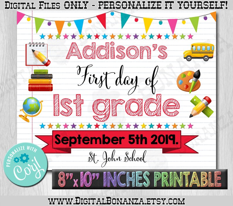 First Day of School Sign Custom Name Notepad Back to School - Etsy