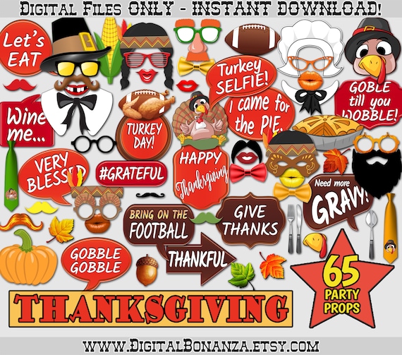 Thanksgiving Props, Thanksgiving Printable Photo Booth, Thanksgiving ...