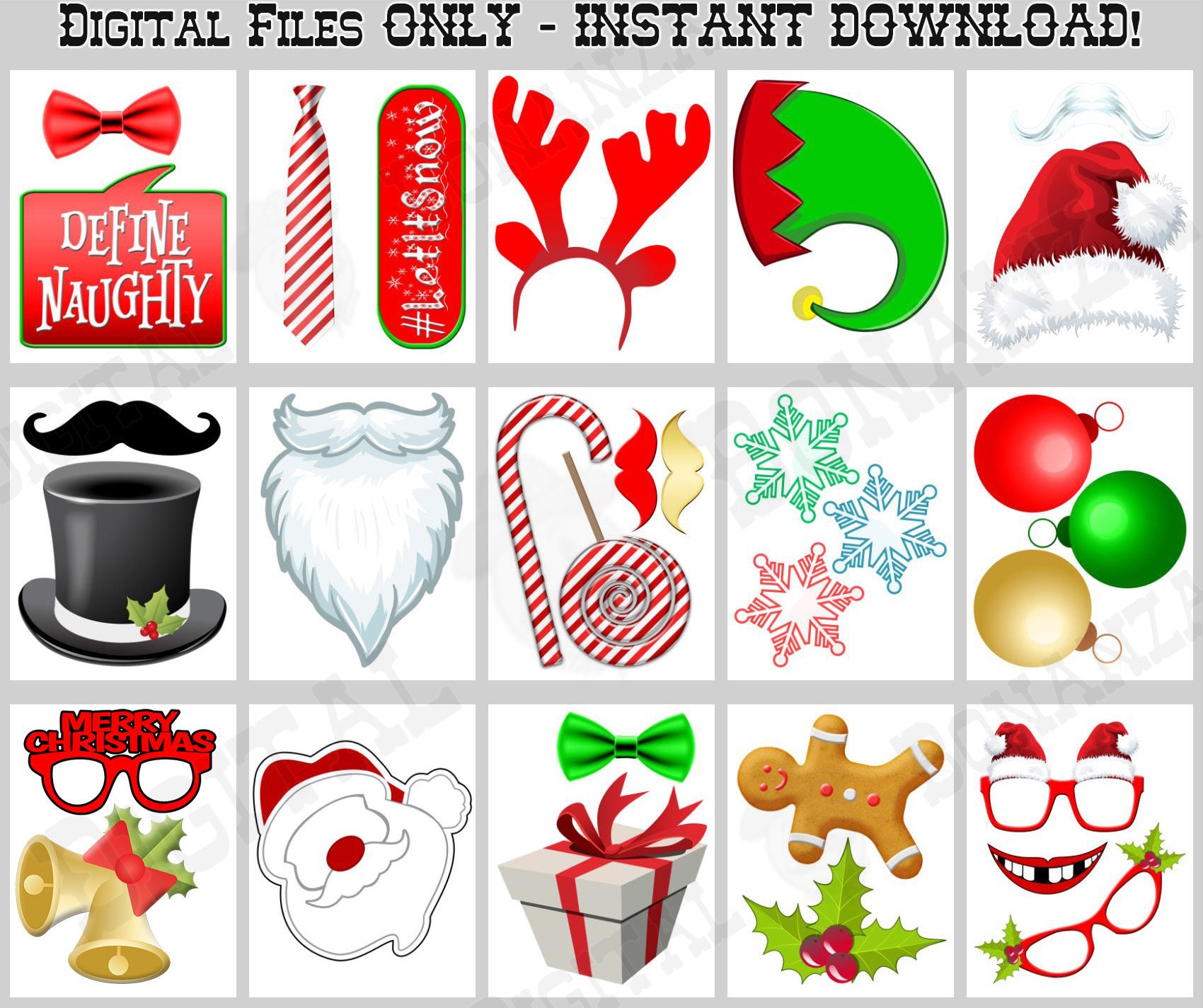 Christmas Party Printable Photo Booth Props and Christmas Decoration ...